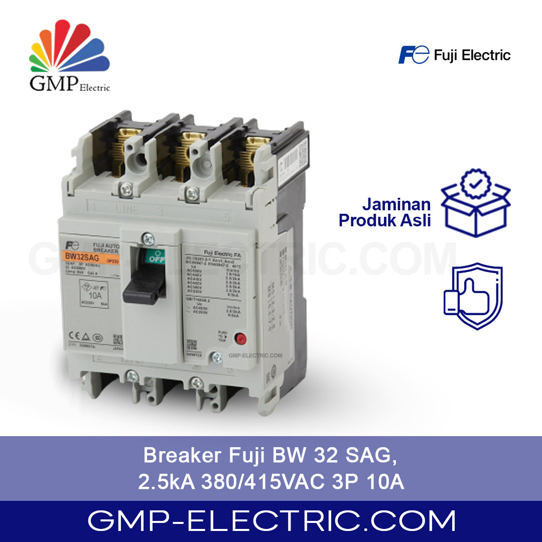 Breaker Fuji BW 32 SAG, 2.5kA 380/415VAC 3P 10A / BW 32 SAG