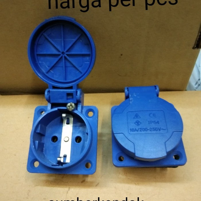 Stop Kontak Fort Panel Mounting 2P+E 16A Blue OB 113