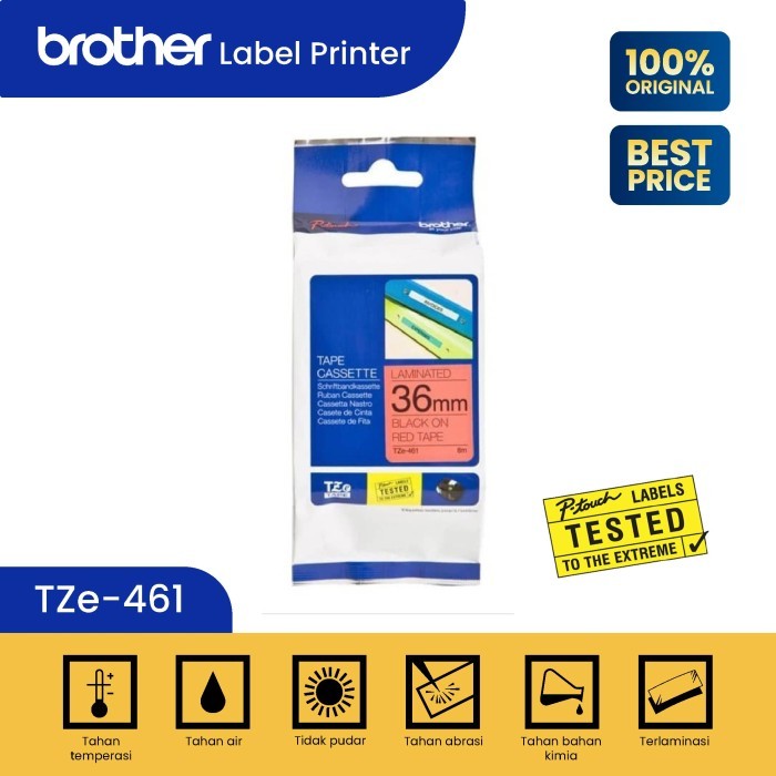 Label Tape Cassete Brother TZE-461 36 mm Black on Red