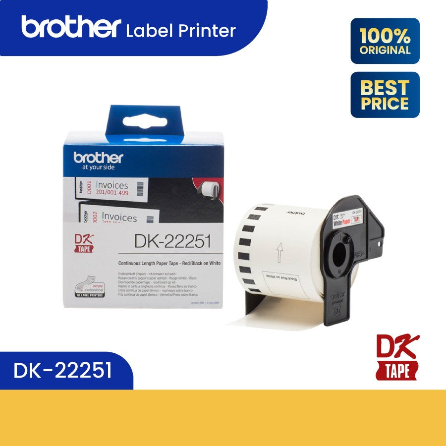 Continuous Paper Label Roll Brother DK 22251 62 mm x 15 m Black On Whi