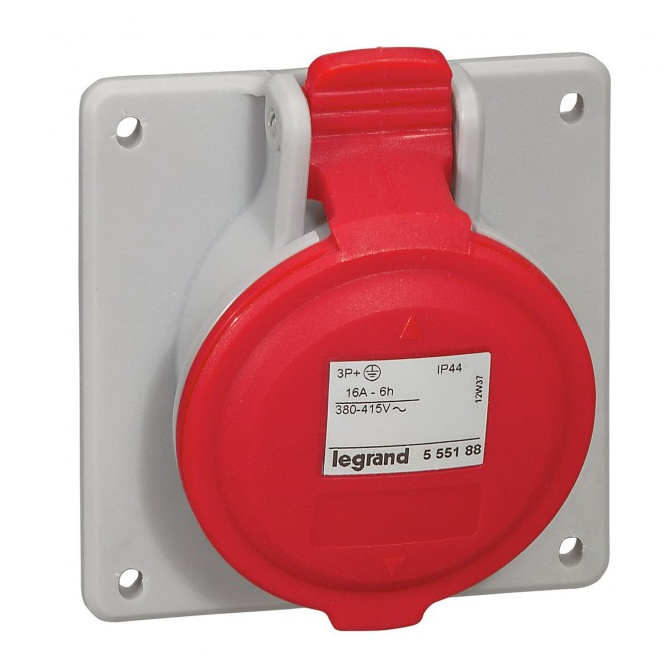 Industrial Panel Mounting Socket Legrand 5x16A Red/White IP44 (555189)