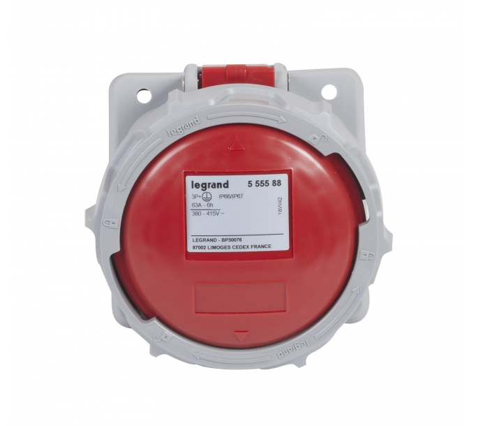Industrial Panel Mounting Legrand Socet 4x63A Red/White IP67 (555588)