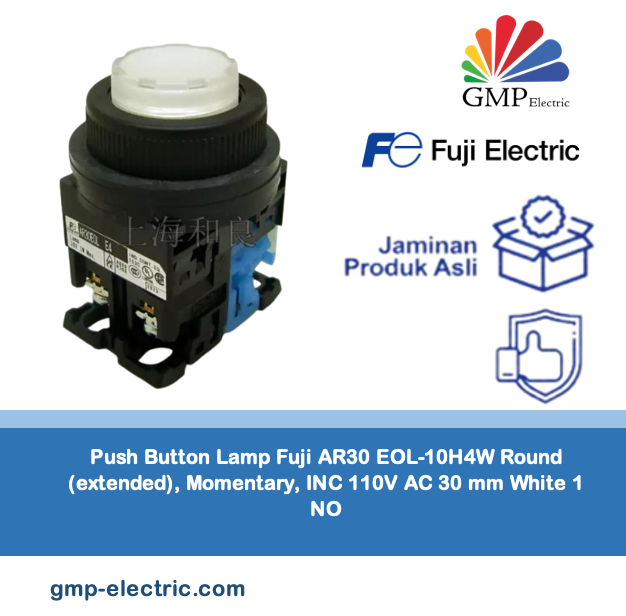 Push Button Lamp Fuji AR30 EOL-10H4W Round (extended), Momentary, INC
