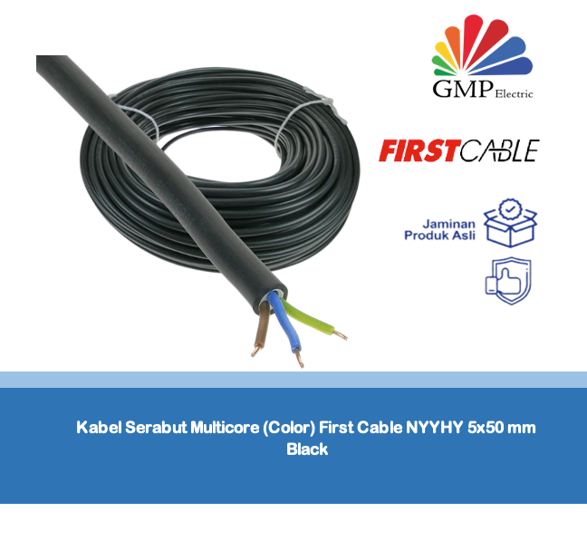 Kabel Serabut Multicore (Color) First Cable NYYHY 5x50 mm Black