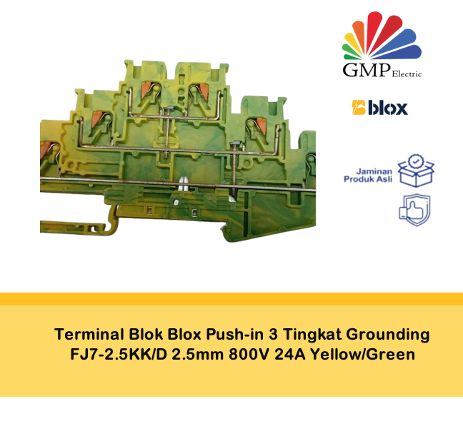 Terminal Blok Blox Push-in 3 Tingkat Grounding FJ7-2.5KK/D 2.5mm 800V