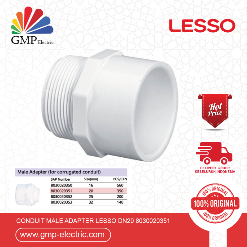 Conduit Male Adapter Lesso dn20 8030020351