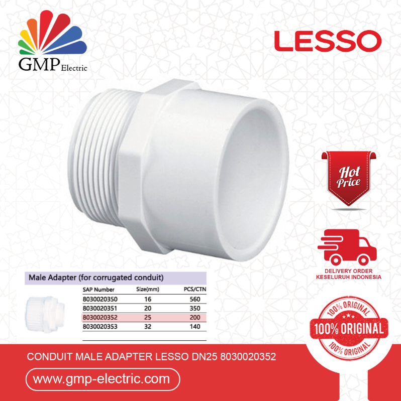 Conduit Male Adapter Lesso dn25 8030020352