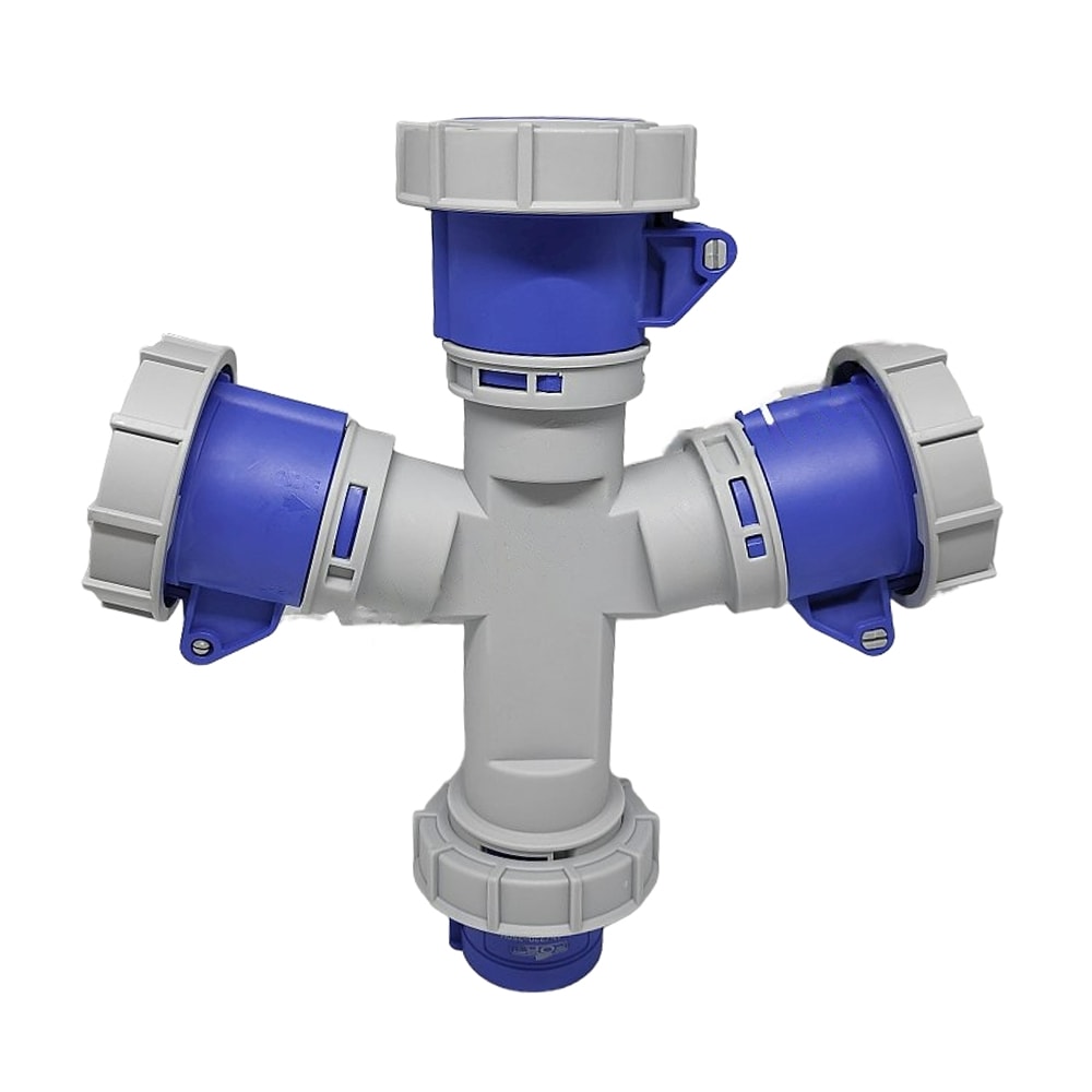 Industrial Multi Plug & Socket Panel Mounting 10132 3x16A Blue/White I