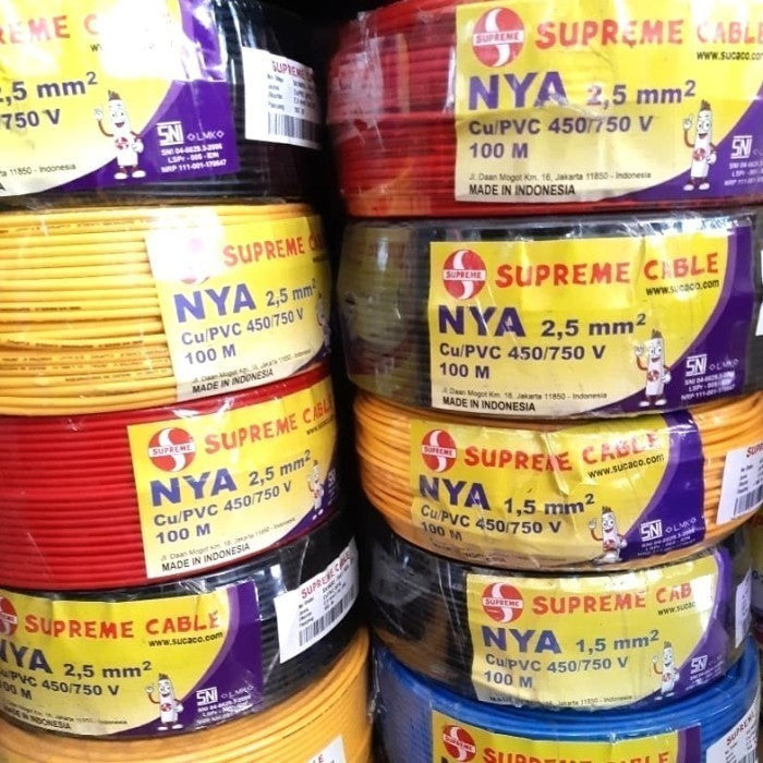 Kabel Solid Single Core Supreme NYA 1x2,5 mm @100 mtr Red 450/750V