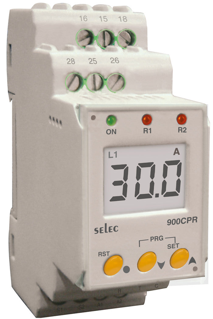 Current Protection Relay Digital Selec 900CPR-3 3P/4W 230VAC 35x90mm