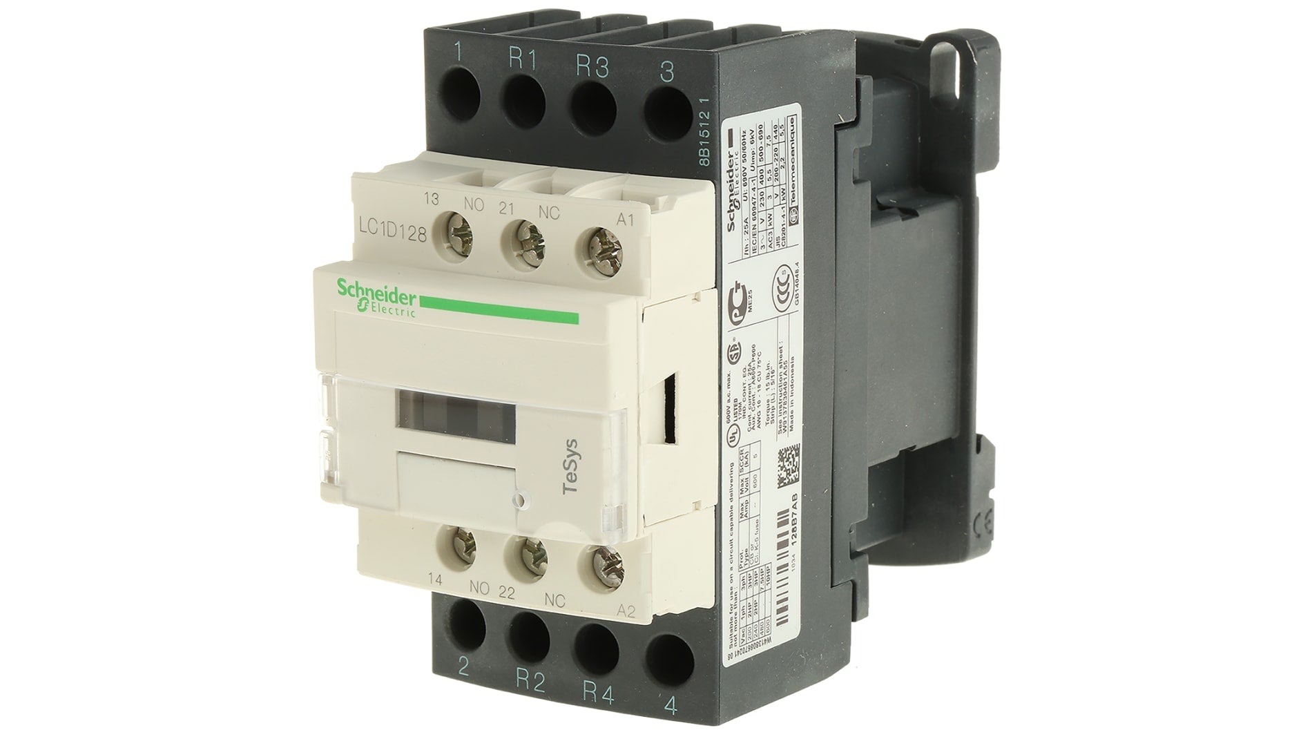 Kontaktor Schneider LC1D128M7 25A 2NO+2NC 220VAC Auxilary 1NO+1NC