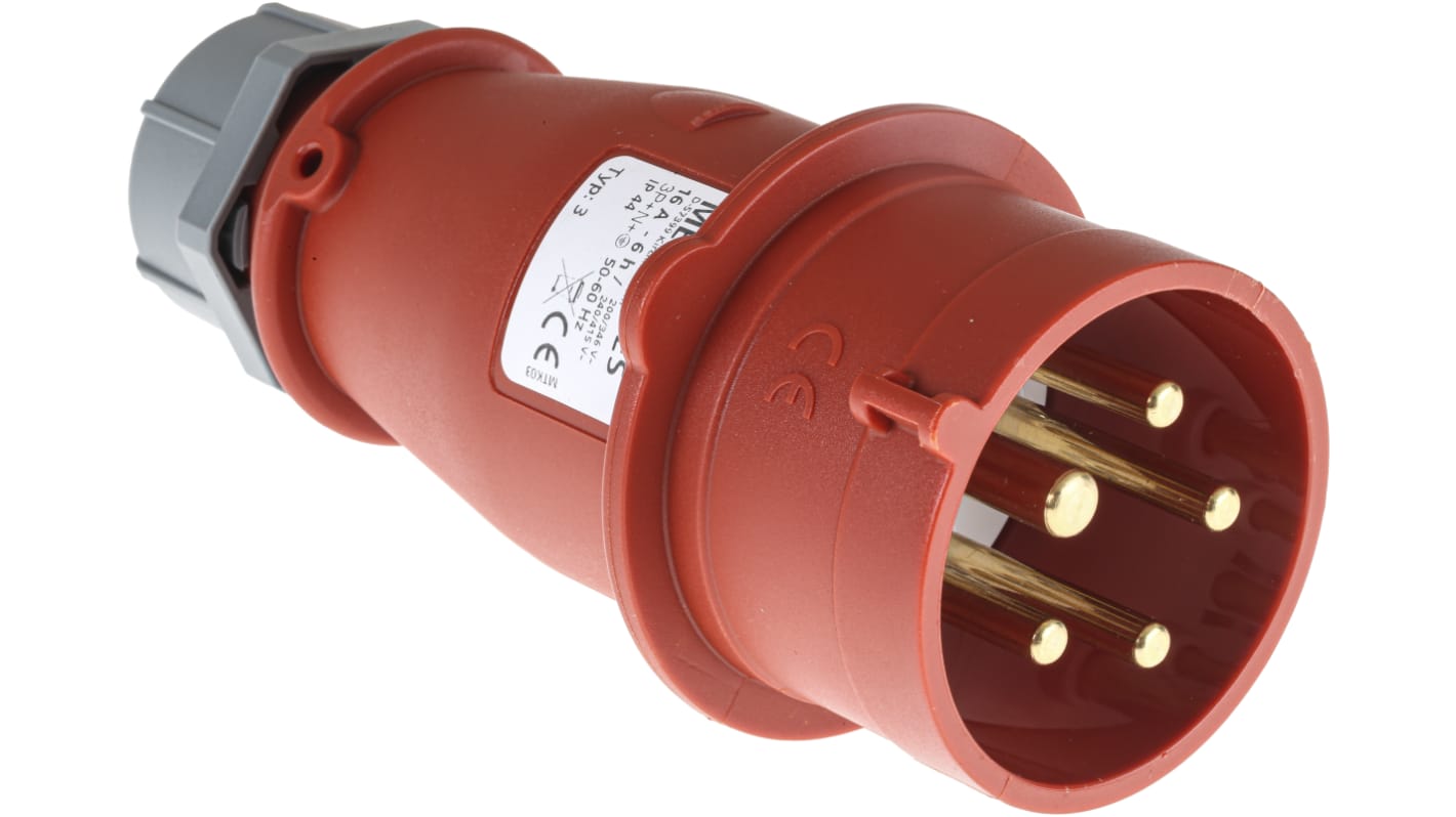 Industrial Plug CEE Plug 5x63A Red/White IP44