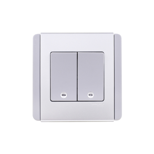 Switch Lampu Schneider Neo 2 Gang 1 Way Grey Silver 16A E3032V1-EBGS_G